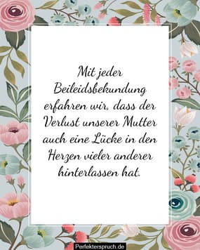 Über 150 Beileidsbekundungen zum Tod der Mutter