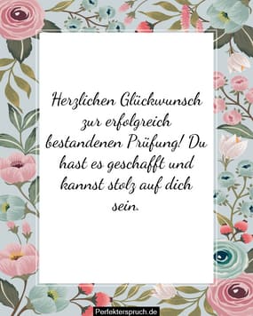 Glückwünsche zum Bestehen der Prüfung und guten Ergebnissen