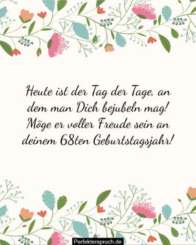 150 Glückwünsche zum 68. Geburtstag mit Bildern