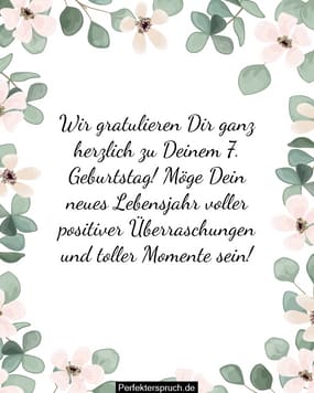 150 Glückwünsche zum 7. Geburtstag mit Bildern