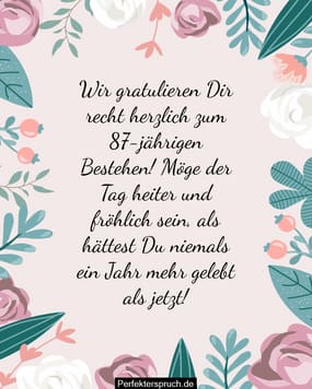150 Glückwünsche zum 87. Geburtstag mit Bildern