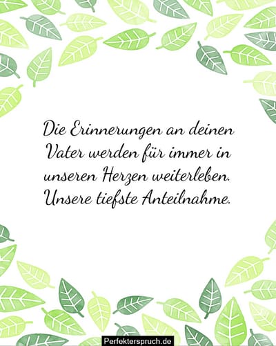 150 Beileidsbekundungen beim Tod des Vaters