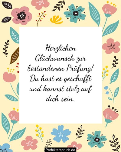 Glückwünsche zum Bestehen der Prüfung und guten Ergebnissen