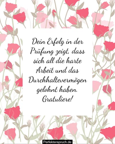 Glückwünsche zum Bestehen der Prüfung und guten Ergebnissen
