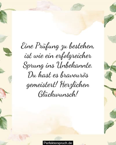 Glückwünsche zum Bestehen der Prüfung und guten Ergebnissen