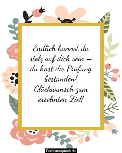 Glückwünsche zum Bestehen der Prüfung und guten Ergebnissen