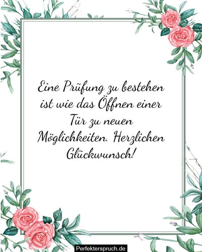 Glückwünsche zum Bestehen der Prüfung und guten Ergebnissen