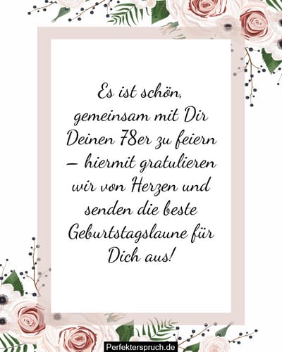 150 Glückwünsche zum 78. Geburtstag mit Bildern