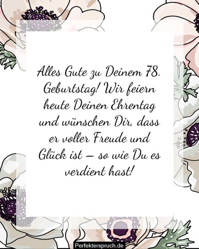 150 Glückwünsche zum 78. Geburtstag mit Bildern