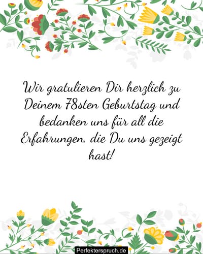 150 Glückwünsche zum 78. Geburtstag mit Bildern