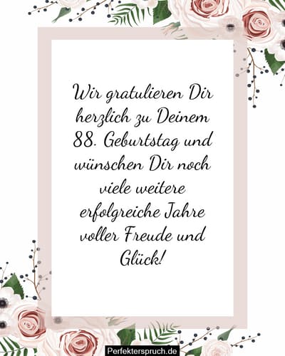 Geburtstagsspruche Zum 88 Geburtstag Einer Frau